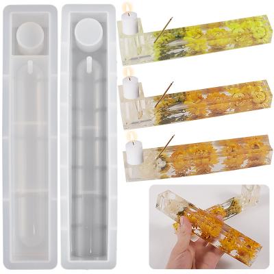 China DIY Crystal Dropping Glue Geometric Strip Candle Stand Incense Insertion Ornament Grinding Gypsum Candle Stand Incense Stand Silicone Mold for sale