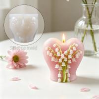 China Cross Border Love Orchid Ornament Silicone Mold DIY Aromatherapy Heart Shaped Candle Table Gypsum Mold for sale