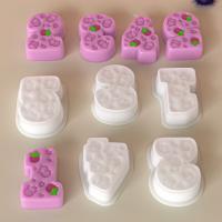 China Strawberry Digital Mirror Table Silicone Mold DIY Aromatherapy Gypsum Digital Gift Candle Mold for sale