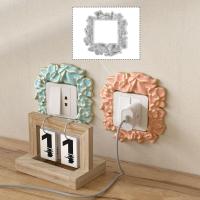 China European Style Flower Wreath Switch Panel Decorative Mold DIY Wall Mural Hand-painted Painting Frame Silicone Mold for sale