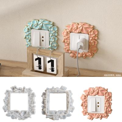 China European Style Flower Wreath Switch Panel Decorative Mold DIY Wall Mural Hand-painted Painting Frame Silicone Mold for sale