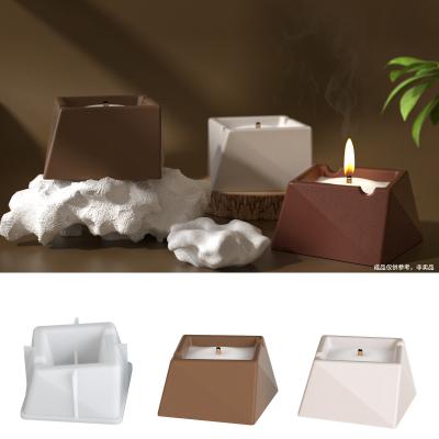 China Irregular Cut Square Flower Pot Storage Can Silicone Mold DIY Aromatherapy Candle Cup Dropping Mold for sale
