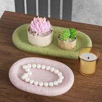 China Diy Oval Cement Gypsum Stone Texture Tray Aromatherapy Dish Storage Tray Ornament Silicone Mold for sale