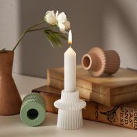 China Nordic Ins Style Striped Cylindrical Candle Holder Silicone Mold DIY Aromatherapy Candle Base Gypsum Mold for sale