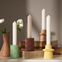 China Nordic Ins Style Striped Cylindrical Candle Holder Silicone Mold DIY Aromatherapy Candle Base Gypsum Mold for sale