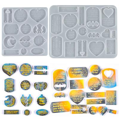 China Crystal Drip Glue DIY Resin Mold Father's Mother's Day Blessings Keychain Pendant Silicone Mold for sale