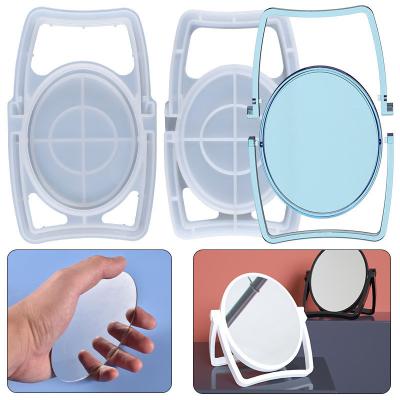 China DIY Crystal Dropping Mold Creative Elliptical Makeup Mirror Acrylic Lens Silicone Mold Wholesale for sale