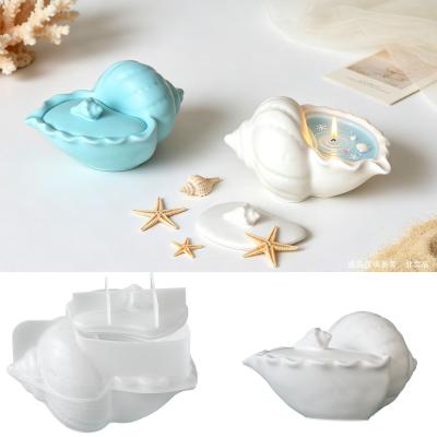 China Instagrammable Ocean-Inspired Seashell Storage Jar DIY Aroma Candle Cup Gypsum Figurine Silicone Mold for sale