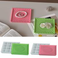 China Aromatherapy Gypsum Cement Resin Square Sunflower Wave Edge Tray Dish Ornaments Silicone Mold for sale