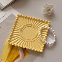 China Aromatherapy Gypsum Cement Resin Square Sunflower Wave Edge Tray Dish Ornaments Silicone Mold for sale