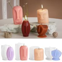 China Crystal Drip Glue Art Facial Column Jewelry Ornament DIY Gypsum Candle Abstract Face Silicone Mold for sale