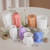 China Crystal Drip Glue Art Facial Column Jewelry Ornament DIY Gypsum Candle Abstract Face Silicone Mold for sale