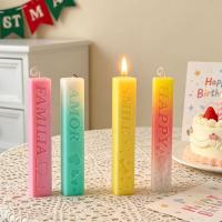China Spanish English Letter Long Candle Silicone Mold DIY Aromatherapy Stick Wax Gypsum Decoration Mold for sale