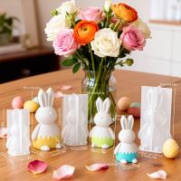 China Cute Easter Broken Eggshell Rabbit Mold Sitting Rabbit Aromatherapy Gypsum Expanded Stone Candle Silicone Mold for sale