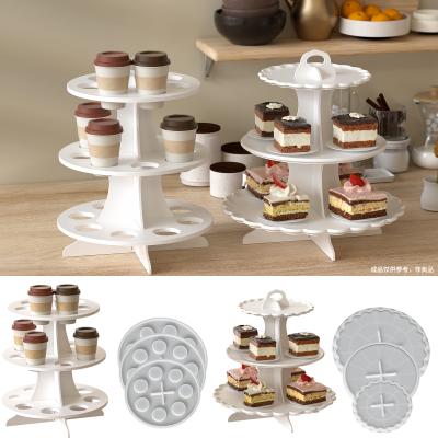 China DIY Coffee Capsule Holder, Three-layer Fruit Cake Tray, Resin Gypsum Tray, Storage Rack, Silicone Mold for sale