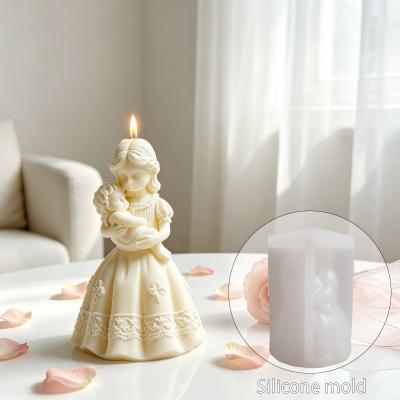 China Ins Wind Hug Baby Girl Aromatherapy Candle Silicone Mold DIY Mother's Love Theme Handmade Soap Gypsum Mold for sale