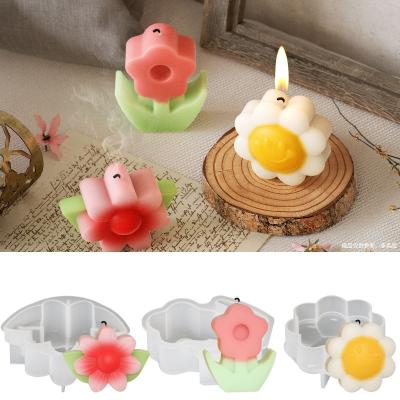 China Wholesale Resin Sunflower Flower Ornament Scented Candle Gypsum Plant Stand Silicone Mold for sale