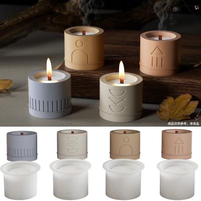 China Nordic Modern Minimalist Ins Round Geometric Pattern Storage Jar Silicone Mold DIY Aroma Gypsum Candle Cup Grind for sale