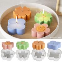 China DIY Crystal Dropper Resin Gypsum Four Leaf Clover Five Leaf Petal Flower Candle Ornament Silicone Mold for sale