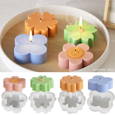 China DIY Crystal Dropper Resin Gypsum Four Leaf Clover Five Leaf Petal Flower Candle Ornament Silicone Mold for sale