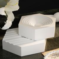 China Gypsum Cement Tray Coaster Mold DIY Hexagonal Circular U-shaped Striped Jewelry Storage Display Rack Silicone Mold for sale