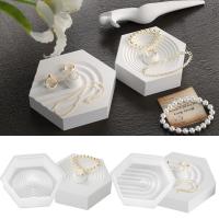 China Gypsum Cement Tray Coaster Mold DIY Hexagonal Circular U-shaped Striped Jewelry Storage Display Rack Silicone Mold for sale
