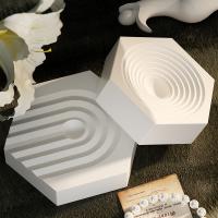 China Gypsum Cement Tray Coaster Mold DIY Hexagonal Circular U-shaped Striped Jewelry Storage Display Rack Silicone Mold for sale