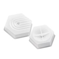 China Gypsum Cement Tray Coaster Mold DIY Hexagonal Circular U-shaped Striped Jewelry Storage Display Rack Silicone Mold for sale