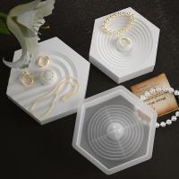 China Gypsum Cement Tray Coaster Mold DIY Hexagonal Circular U-shaped Striped Jewelry Storage Display Rack Silicone Mold for sale