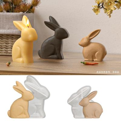 China Easter Half Dimensional Rabbit Silicone Mold DIY Aromatherapy Candle Gift Rabbit Ornament Mold for sale