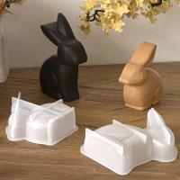China Easter Half Dimensional Rabbit Silicone Mold DIY Aromatherapy Candle Gift Rabbit Ornament Mold for sale
