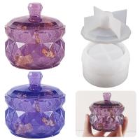 China Resin Dropper Cut Surface Circular Diamond Storage Can DIY Gypsum Ashtray Storage Box Silicone Mold for sale