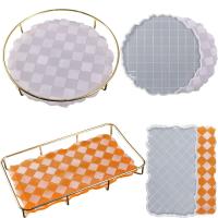 China DIY Crystal Dropping Resin Gypsum Irregular Lace Fruit Plate Chessboard Pattern Table Silicone Mold for sale