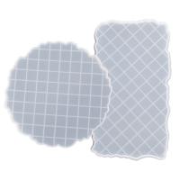 China DIY Crystal Dropping Resin Gypsum Irregular Lace Fruit Plate Chessboard Pattern Table Silicone Mold for sale