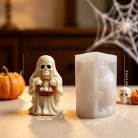 China 3D Basket Skeleton Ghost Candle Mold DIY Halloween Aromatherapy Gypsum Pendant Silicone Mold for sale