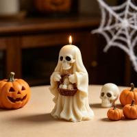 China 3D Basket Skeleton Ghost Candle Mold DIY Halloween Aromatherapy Gypsum Pendant Silicone Mold for sale