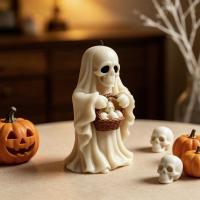 China 3D Basket Skeleton Ghost Candle Mold DIY Halloween Aromatherapy Gypsum Pendant Silicone Mold for sale