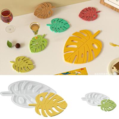 China INS-style Leaf-shaped Cup Coaster Silicone Mold DIY Aromatic Resin Turtle Back Leaf Hollow Desktop Drip Mold for sale