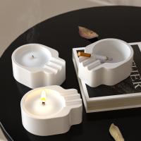 China Gypsum Cement Halloween Skull Ashtray Storage Box DIY Aromatherapy Candle Cup Silicone Mold for sale