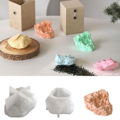 China Simulation Gypsum Rock Stone Ornament Silicone Mold DIY Irregular Aromatherapy Candle Dropper Mold for sale