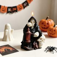 China Cross Border New Halloween Aromatherapy Candle Gypsum Ornament Ghost Skull Lantern Reaper Silicone Mold for sale