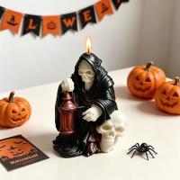China Cross Border New Halloween Aromatherapy Candle Gypsum Ornament Ghost Skull Lantern Reaper Silicone Mold for sale