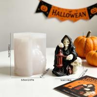 China Cross Border New Halloween Aromatherapy Candle Gypsum Ornament Ghost Skull Lantern Reaper Silicone Mold for sale