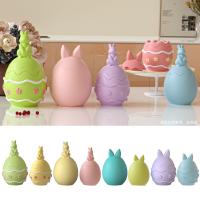 China Easter Smooth Egg Straight Ear Rabbit Easter Egg Rabbit Storage Can Candle Cup Gypsum Silicone Mold for sale
