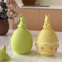China Easter Smooth Egg Straight Ear Rabbit Easter Egg Rabbit Storage Can Candle Cup Gypsum Silicone Mold for sale