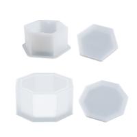 China DIY Crystal Dropper Gypsum Flowerpot Grinding Tool Octagonal Potted Plant Hexagonal Storage Box Cover Silicone Mold for sale