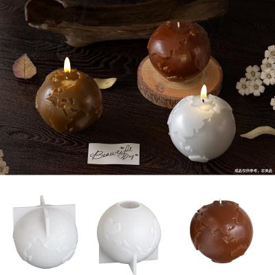 China Round Scented Candle Ornament Resin Casting Mold DIY Earth Gypsum Accessory Silicone Mold Wholesale for sale