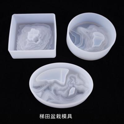 China DIY Crystal Dropper Mold, Elliptical Terraced Pot Mold, Table Decoration, Silicone Mold for sale