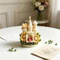 China Cross Border New Sunflower Castle Aromatherapy Candle Silicone Mold DIY Gypsum Ornament 3D Mold for sale