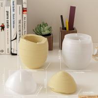 China Striped Egg Shaped Gypsum Storage Jar Silicone Mold DIY Easter Aroma Diffuser Wax Candle Holder Decoration Mold for sale